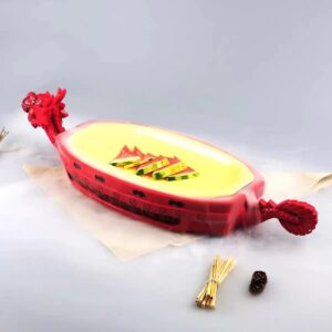 HONHPD 26.7 inch Dragon Boat Sushi Plate, Resin Sashimi Dragon Boat Seafood Plate Japanese Food Tableware Salmon Platter Dry Ice Plate Hot Pot Buffet