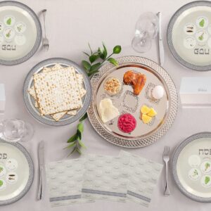 Passover Seder Plate Design Paper Goods Party Set, Party Supplies Disposable Tableware, 9" Plate (24-Pack)