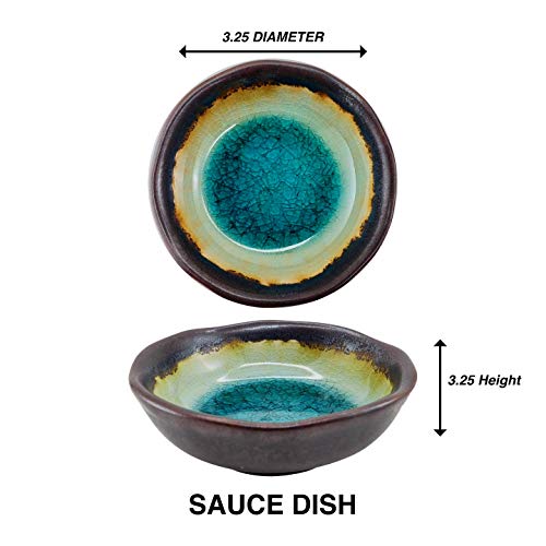 Happy Sales HSST-6CDTQDR 6 PC Japanese Sushi Plate Dinnerware Set Green Ocean, Turquoise