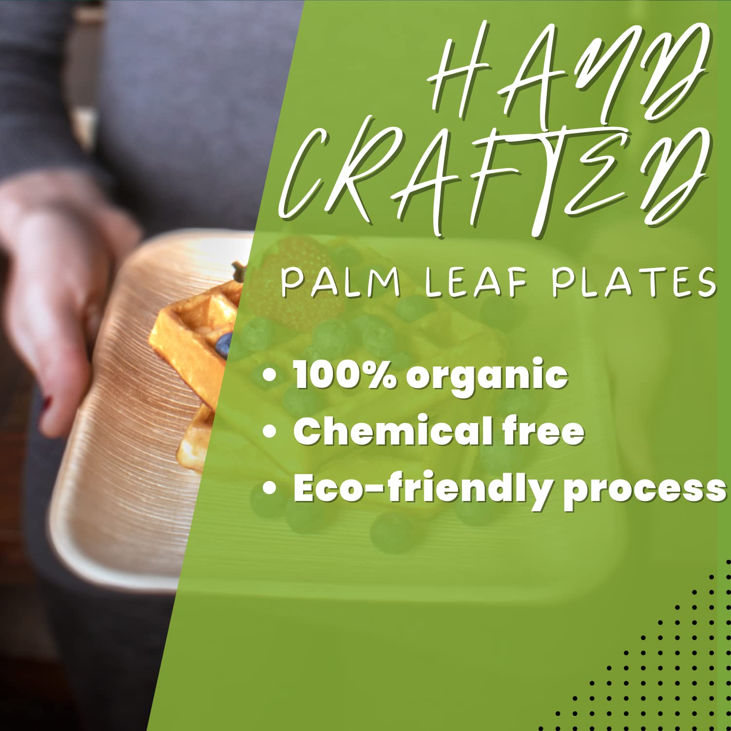 Shy Leaf Disposable Bamboo Plates (60 PLATES) + 120 Piece Wooden Cutlery Set - 8 inch & 10 inch Palm Leaf Plates - Party Plates - 100% Biodegradable & Eco Friendly Compostable Plate Set