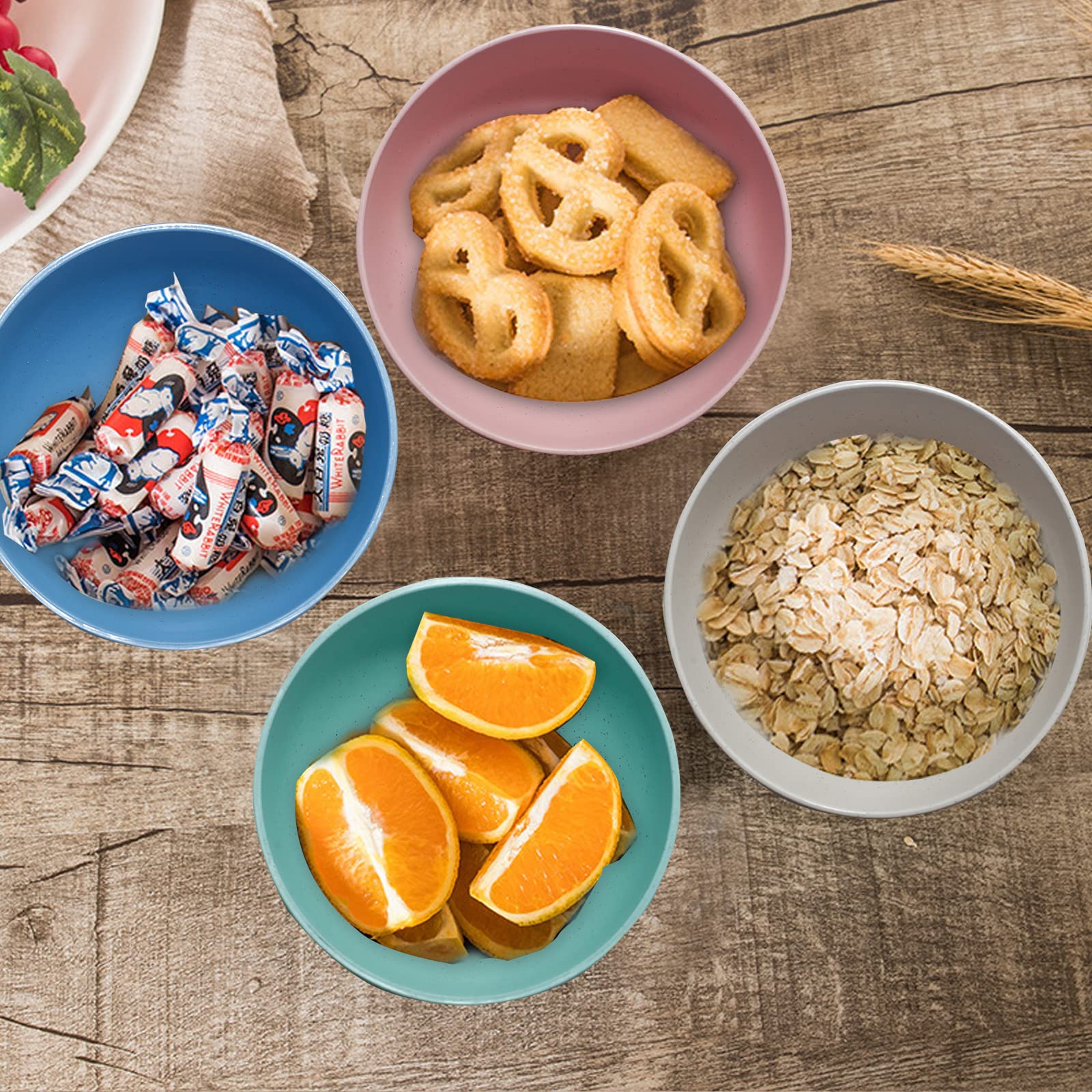 DAPIPIK 8 PACK Unbreakable Cereal Bowls,24 OZ Eco-Friendly Wheat Straw Bowls,Dishwasher & Microwave Safe .Durable, suitable for Noodles, Soups, Desserts, Salads,Rice