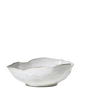 Serene Spaces Living Extra Large Free-Form Edge Glazed Ceramic Bowl - Fruit Basket, Dinnerware, Centerpiece for Vintage Weddings, Events, 10.5" Long, 8" Wide and 3.5" Tall