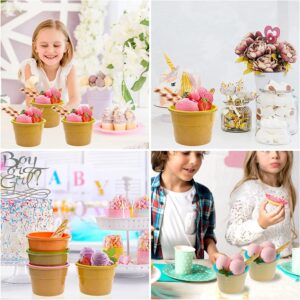 URMUYJJ Ice Cream Cups with Spoons Cartoon Candy Colorice cream bowls Dessert Sundae Frozen Yogurt Bowls Icecream Cup Party Favors Dishes ice crem kits supplies for kids Set (6)