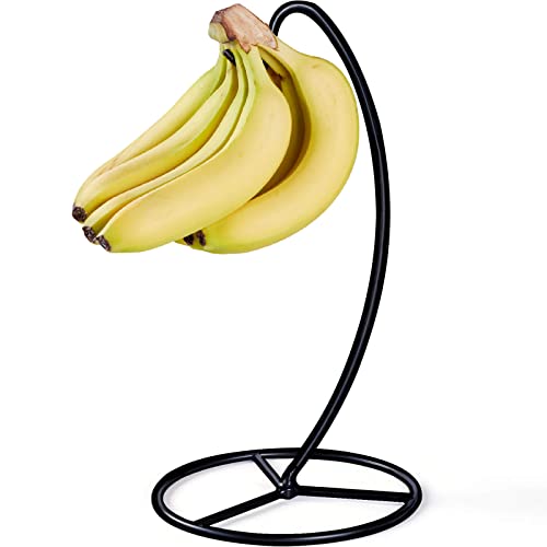 EGMEHOAD Banana Holder Stand, Banana Hanger Stand Black, Metal Banana Tree Hanger to Keep Bananas Fresh for 15LB Banana