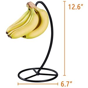 EGMEHOAD Banana Holder Stand, Banana Hanger Stand Black, Metal Banana Tree Hanger to Keep Bananas Fresh for 15LB Banana