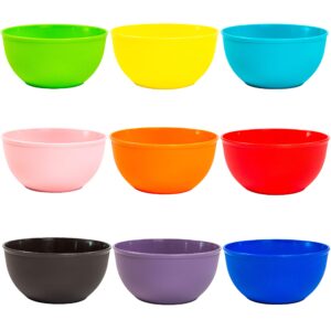 Youngever 9 Pack 10 Ounce Plastic Bowls, Kids Plastic Bowls, Set of 9 (9 Rainbow Colors)