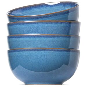 le tauci cereal bowls 6 inch, ceramic bowl set for soup, dessert, fruits, salad, noodle, ramen, 22 ounce bowls for kitchen, set of 4, ceylon blue