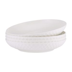 mikasa trellis chip resistant set of 4 pasta bowls set, 9-inch, 24 ounces, white