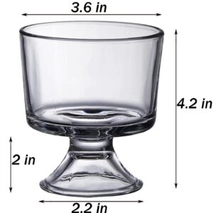 ALMOXVYE 6 Pack 10 Oz Glass Dessert Bowls, Footed Trifle Bowls Crystal Glass Ice Cream Cups for Ice Cream, Fruit, Pudding, Snack