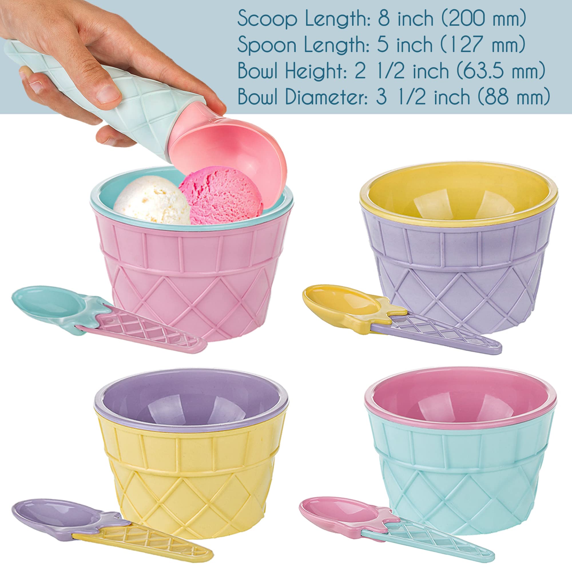 Crystalia Ice Cream Dessert Sundae Bowls, Small Plastic Reusable Ice Cream Cups, BPA-Free, Set of 9, 5 fl oz