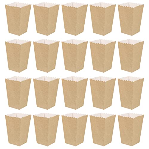 BESTOYARD 50pcs Popcorn Box Kraft Paper Popcorn Holder Classic Open-top Popcorn Boxes Reusable Oil-Proof Snack Containers for Movie Theater Wedding Birthday Parties (9x9x13cm)