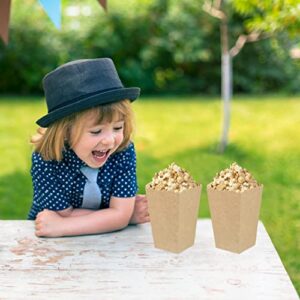 BESTOYARD 50pcs Popcorn Box Kraft Paper Popcorn Holder Classic Open-top Popcorn Boxes Reusable Oil-Proof Snack Containers for Movie Theater Wedding Birthday Parties (9x9x13cm)