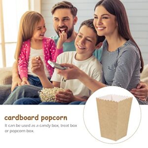 BESTOYARD 50pcs Popcorn Box Kraft Paper Popcorn Holder Classic Open-top Popcorn Boxes Reusable Oil-Proof Snack Containers for Movie Theater Wedding Birthday Parties (9x9x13cm)