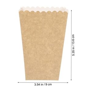 BESTOYARD 50pcs Popcorn Box Kraft Paper Popcorn Holder Classic Open-top Popcorn Boxes Reusable Oil-Proof Snack Containers for Movie Theater Wedding Birthday Parties (9x9x13cm)