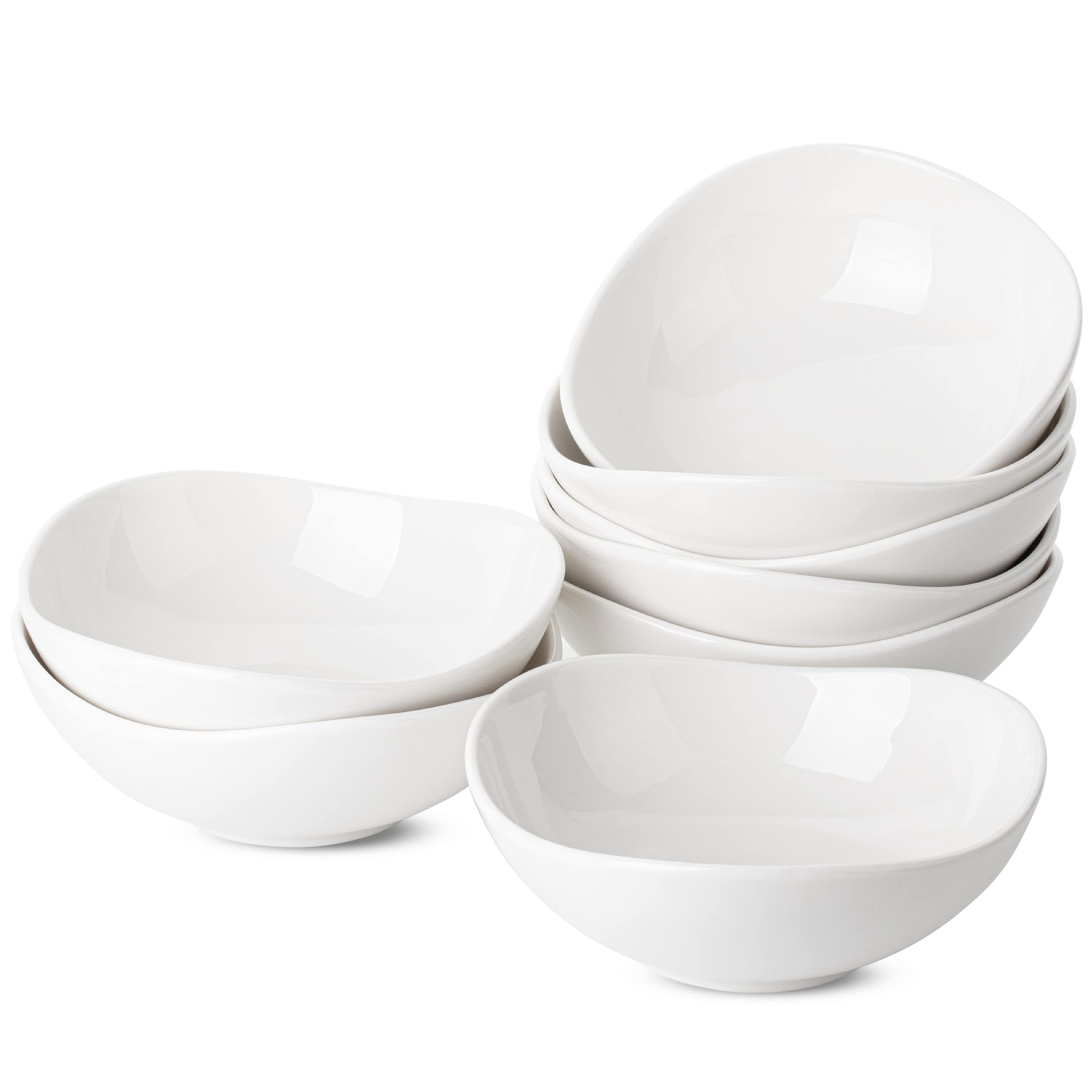 BTaT- Porcelain Bowls, 9 oz, Set of 8, White Triangle Dessert Bowls, Dip bowls, Sauce bowls, Small Serving Bowls, Small Bowls for Side Dishes, Ice Cream Dishes, Small White Bowls