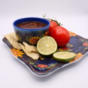 Chips and Salsa Chip Dip Bowl Set - Spanish 2 Piece Small Bowl Set Painted Blue Dishes with Sunflowers - Serving Bowls for Party and Fiestas (2)