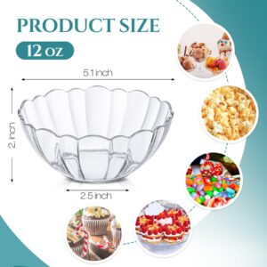 Zeyune 12 Pcs Plastic Serving Bowls Clear Party Dessert Bowls 12oz Crystal Plastic Decorative Food Bowls Mini Candy Dishes Snack Salad Bowl for Wedding Birthday Party Nut Fruit Candy Dessert Ice Cream