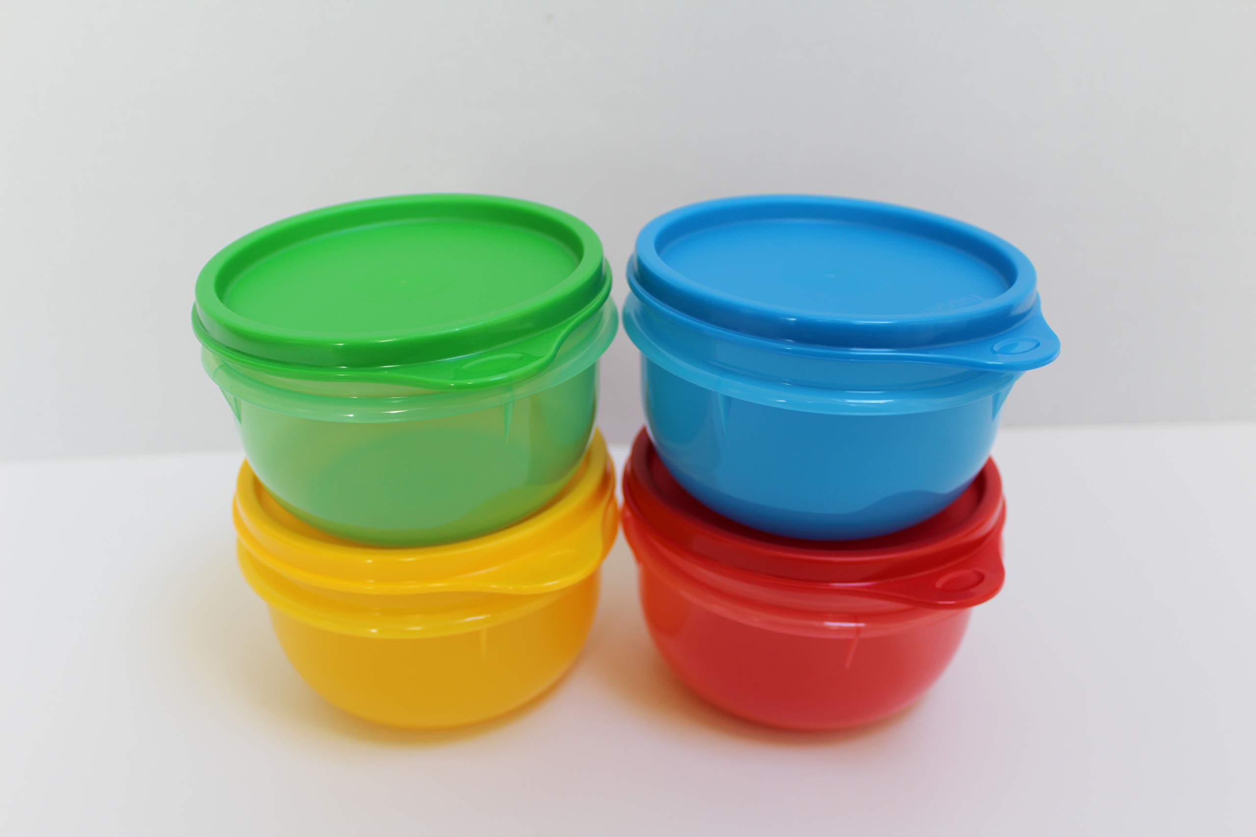 Tupperware Ideal Little Bowl Snack Cup Set of 4 in Green, Red, Blue, Yellow