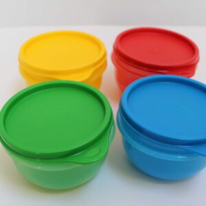 Tupperware Ideal Little Bowl Snack Cup Set of 4 in Green, Red, Blue, Yellow