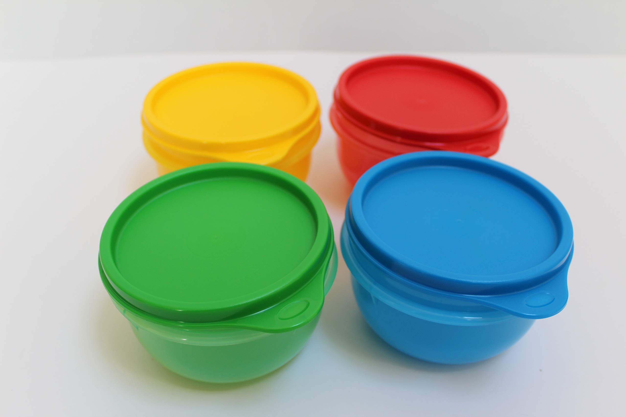 Tupperware Ideal Little Bowl Snack Cup Set of 4 in Green, Red, Blue, Yellow