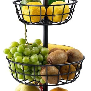 weharnar 3 Tier Fruit Basket for Kitchen, Detachable Fruit Holder, Black Fruit Stand, Wire Vegetable Basket, Large Capacity Fruit Bowl for Kitchen Counter, Kitchen & Home Decor