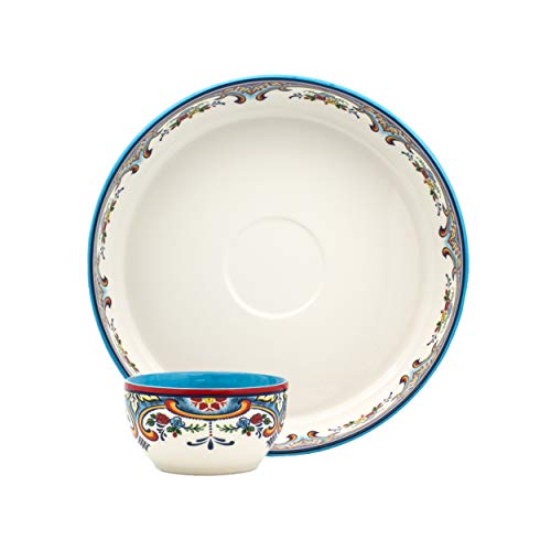 Euro Ceramica Zanzibar Chip and Dip Bowl, 2 Piece Set, Multicolor, 24 ounces