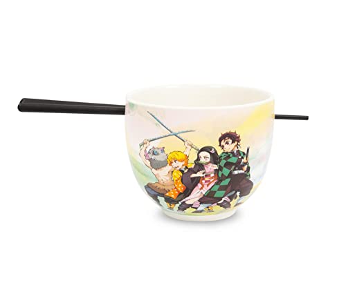 Toynk Demon Slayer Cast Japanese Dinnerware Set | 18-Ounce Ramen Bowl with Chopsticks