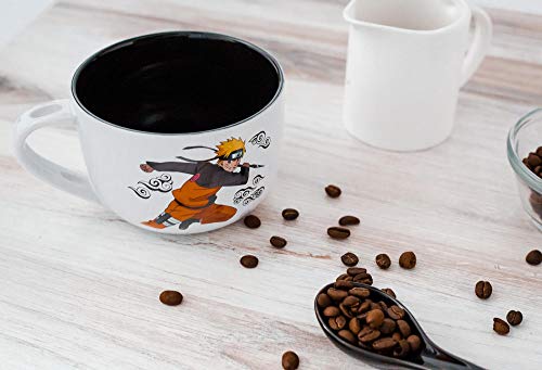 JUST FUNKY Naruto Anime Ceramic Ramen Soup Mug with Spoon | 20 Oz Coffee Cup Featuring Naruto | Anime Bowl | Home Deco | Naruto Bowl | Collective | Official Licensed