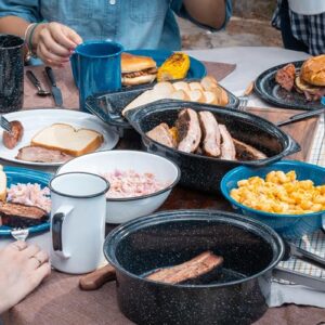 Cinsa 6-Piece 7 inch enameled steel bowl set (Speckled White) Indoor/Outdoor use, reusable, oven and fire-safe.