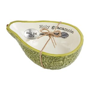 mud pie fiesta dip bowl set, avocado, 5" x 6" | spoon 3 1/2"