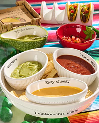 Mud Pie Fiesta Dip Bowl Set, Avocado, 5" X 6" | Spoon 3 1/2"