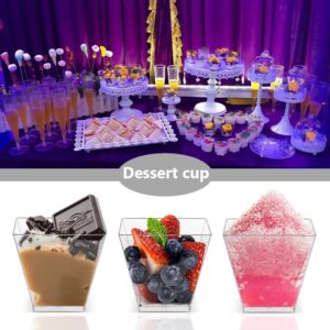 Yuxitia 50Pack 5oz Plastic Dessert Cups with Lids and Spoons, Clear Mini Dessert Cups with lids for Party, Dessert Fruit Ice Cream Pudding Parfait Cups Bowls Reusable