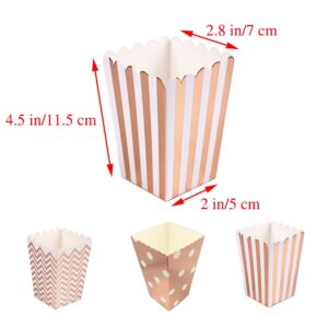 We Moment Popcorn Boxes Cardboard Candy Boxes Container Polka Dot Stripe Chevron Ripple，For Birthday, Bridal and Baby Shower Carnival/Movie/Fiesta，Dessert Tables Wedding Party Supplies 36pcs