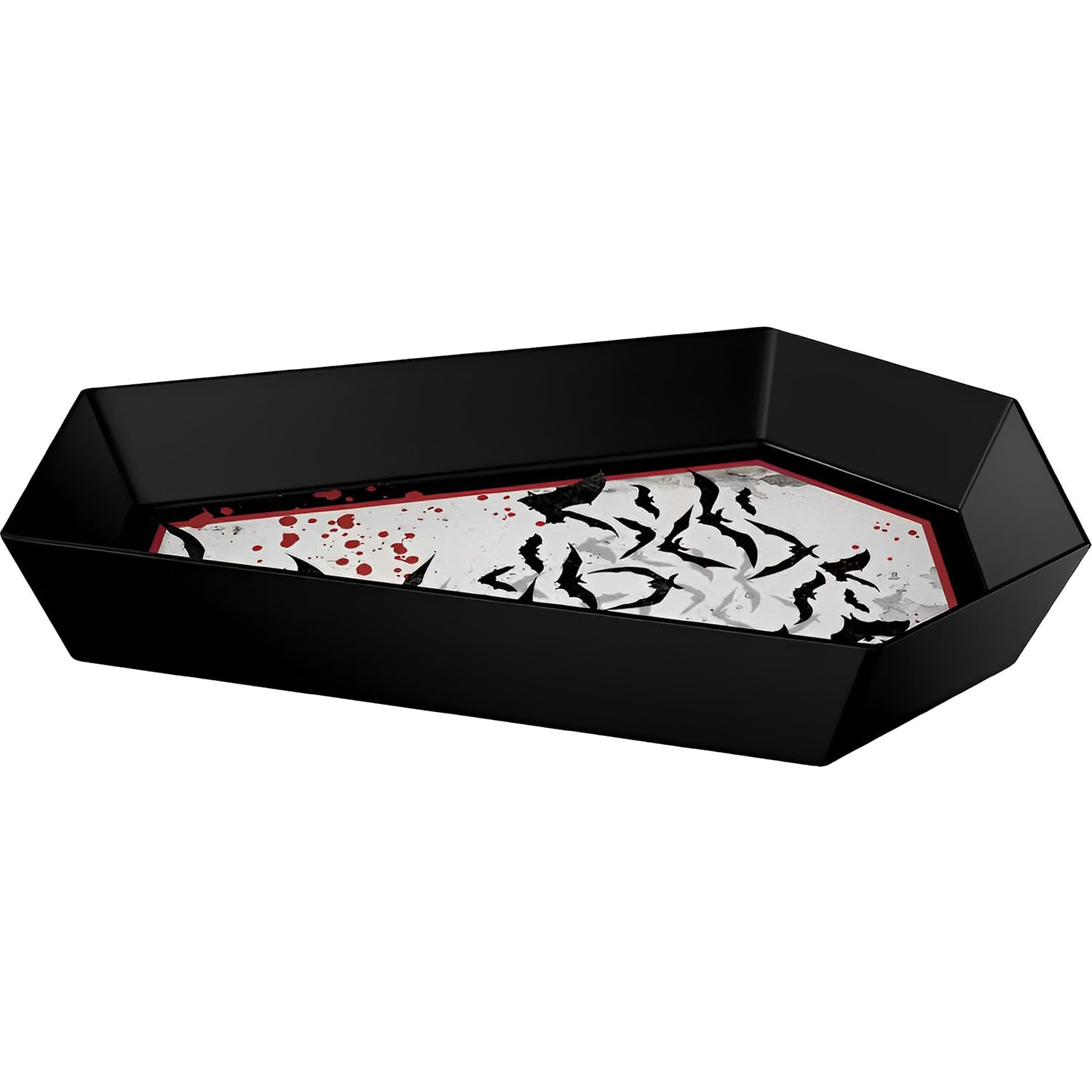 Amscan Dark Manor Coffin Shaped Melamine Bowl - 12.8" x 8" (Pack of 1) - Spooky Serving Dish, Perfect for Halloween Parties, Gothic Decor, and Unique Entertaining