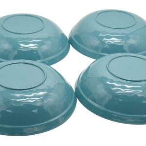 LOK-OSEMILE Gourmet Art Crackle 8.1" Melamine Salad and Pasta Bowls - Aquamarine 32 oz Set of 4