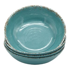 LOK-OSEMILE Gourmet Art Crackle 8.1" Melamine Salad and Pasta Bowls - Aquamarine 32 oz Set of 4