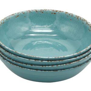 LOK-OSEMILE Gourmet Art Crackle 8.1" Melamine Salad and Pasta Bowls - Aquamarine 32 oz Set of 4