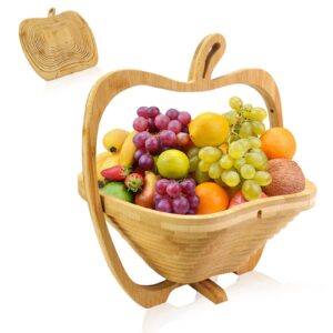 myosotis foldable fruit basket gift snack box apple shape fruit bowl holder and dried fruit basket for halloween holiday party christmas decoration (apple02)