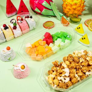 100 Pack Clear Plastic 12 oz Banana Split Boats Disposable Ice Cream Sundae Bowls PET Banana Split Bowls Oblong Serving Boat Sundae Splits Bowl Dessert Tray for Kids Carnivals Birthday Party