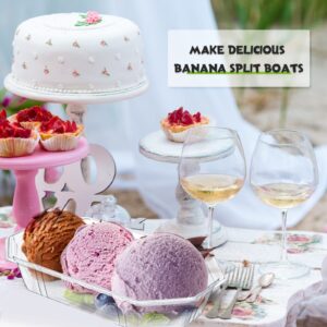 100 Pack Clear Plastic 12 oz Banana Split Boats Disposable Ice Cream Sundae Bowls PET Banana Split Bowls Oblong Serving Boat Sundae Splits Bowl Dessert Tray for Kids Carnivals Birthday Party