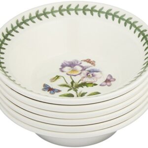 Portmeirion Botanic Garden Soup Bowl | Set of 6 Bowls with Assorted Motifs | 6.5 Inch | Made from Fine Earthenware | Microwave and Dishwasher Safe | Made in England