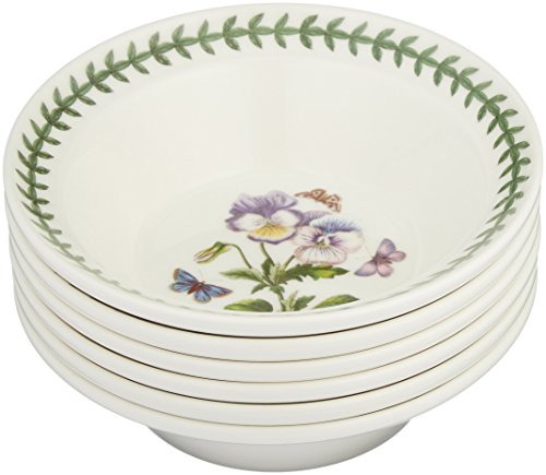 Portmeirion Botanic Garden Soup Bowl | Set of 6 Bowls with Assorted Motifs | 6.5 Inch | Made from Fine Earthenware | Microwave and Dishwasher Safe | Made in England