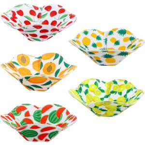 microwave bowl holders set of 5, microwave safe hot bowl holder multipurpose heat resistant fruit geometric pattern bowl pot holder polyester sponge bowl pads plate dish pads for soup bowl (fruit)