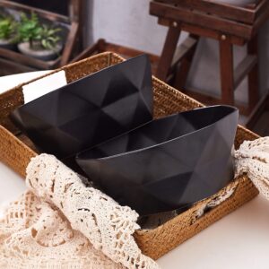 Bruntmor Geometric Ceramic 60 oz Bowls - Oven To Table Bakeware Bowls - Elegant Matte Serving Bowls for Soup, Cereal, Salads, Pasta, Dessert & Snack Bowls - Oven Safe Bake And Serve Bowls, Black