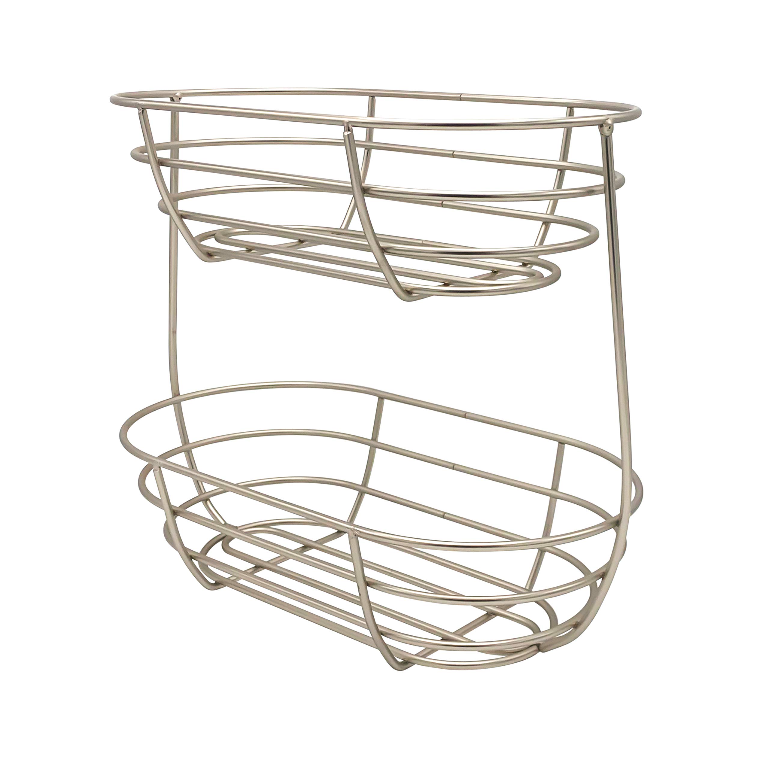 Spectrum Diversified Euro Arched Server Contemporary Stacked, 2-Tier Bowls for Modern Kitchen Counters, Sleek Fruit Basket Stand, Satin Nickel