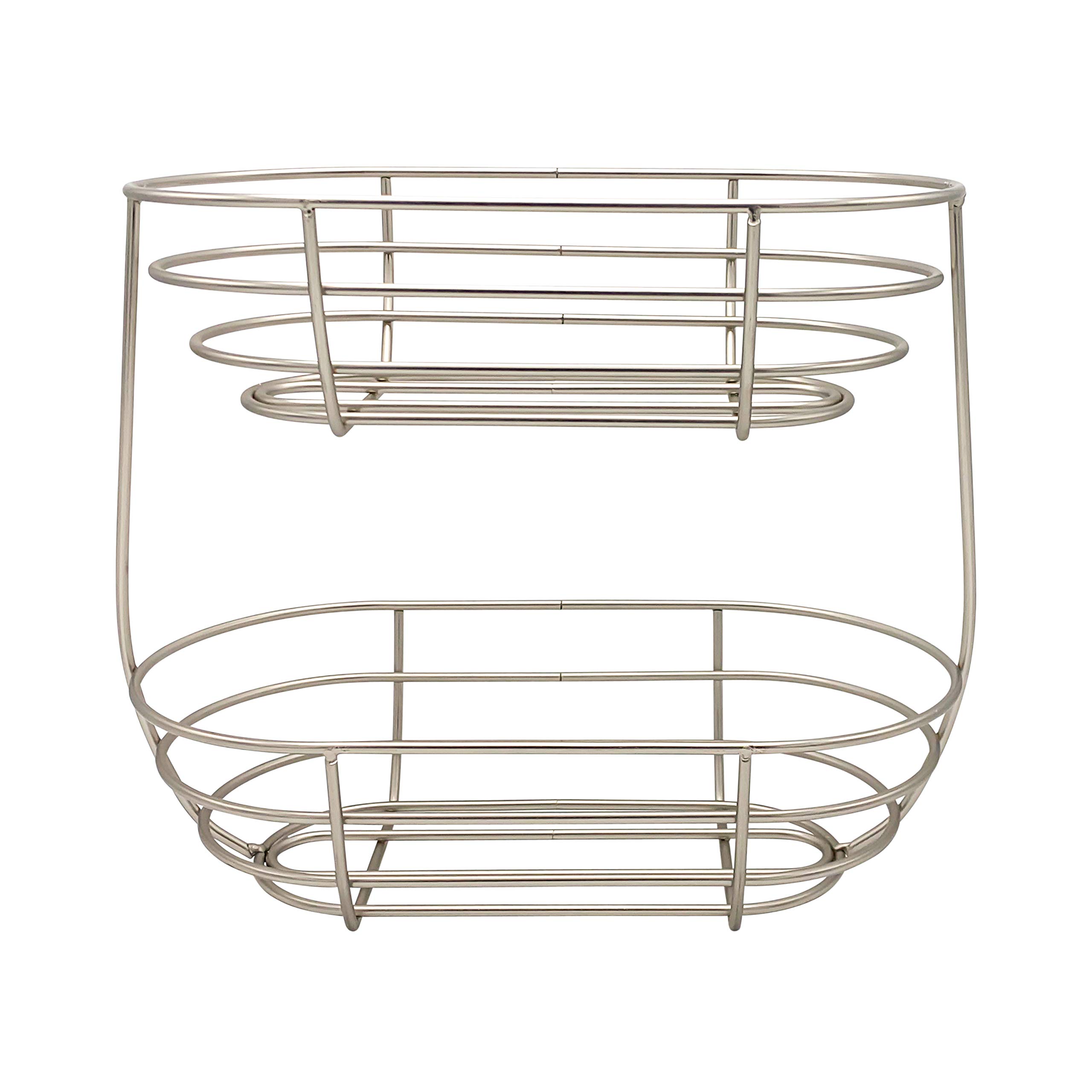 Spectrum Diversified Euro Arched Server Contemporary Stacked, 2-Tier Bowls for Modern Kitchen Counters, Sleek Fruit Basket Stand, Satin Nickel