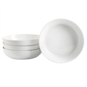 gibson home zen buffet 4-piece 8.5-inch porcelain chip and scratch resistant pasta bowl set, white