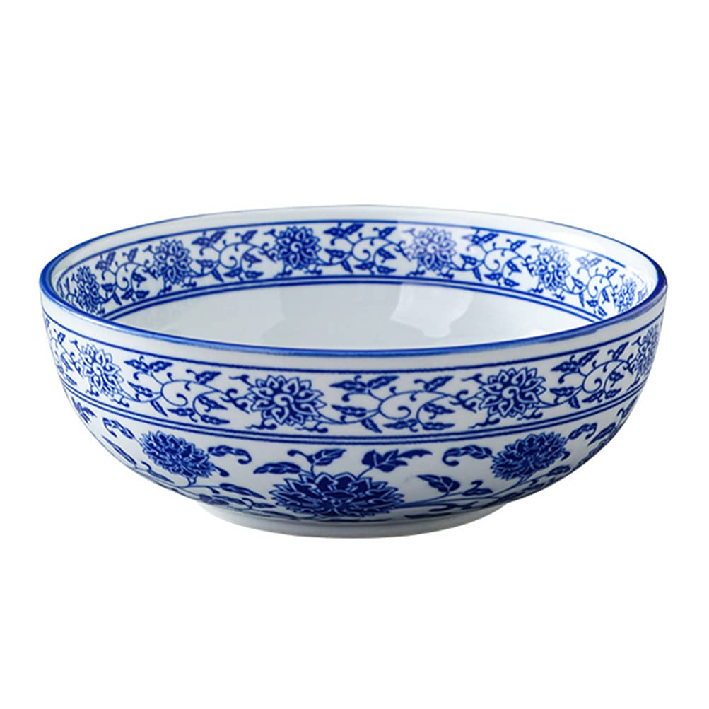 Luxshiny Blue White Porcelain Bowl Chinese Ceramic Bowl Asian Bowl Serving Bowls for Noodle Soup Salad Pasta Rice Porridge Fruits Udon Soba Phos 8inch