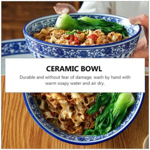 Luxshiny Blue White Porcelain Bowl Chinese Ceramic Bowl Asian Bowl Serving Bowls for Noodle Soup Salad Pasta Rice Porridge Fruits Udon Soba Phos 8inch