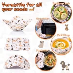 Cunhill Microwave Bowl Holders 4 Pcs Bowl Potholders Soup Bowl Cozy Bowl Hot Bowl Holder Multipurpose Hot Heat Proof Plate Holder Pot Holders for Kitchen Supplies (Dog Style)